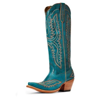 Ariat Womens Casanova X Toe Western Boots in Turquoise Leather, B Medium Width, Size 41.5, by Ariat