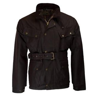 Walker and Hawkes Walker & Hawkes - Veste cir&eacute;e pour Homme Explorer - Ceinture/4 Poches - Style Motard - Marron - 3XL