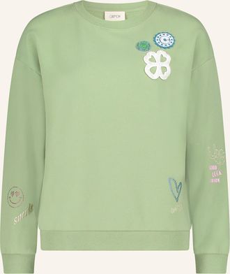 Cartoon Cartoon Sweatshirt Mit Schmucksteinen gruen