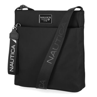 Nautica Diver Nylon Kleine Damen Crossbody Bag Geldb&ouml;rse mit verstellbarem Schultergurt, Schwarze Emaille, Einheitsgr&ouml;&szlig;e