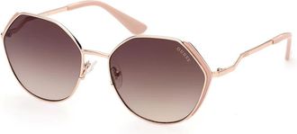 Guess Femme, Accessoires, Rose, Taille: 58 MM Lunettes de Soleil Rose Or