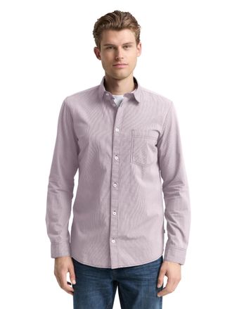 Tom Tailor Herren 1048446 Fitted Hemd aus Baumwolle, 39051-Red Stripe, Large