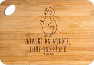 Mr. & Mrs. Panda Bambus - Schneidebrett Pinguin Marienk&auml;fer - Geschenk, Schneidbrett, Servierbrett, Freude, Pinguine, Bretter, kleine Wunder