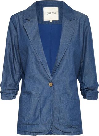 Cream Femme, Vestes, Bleu, Taille: 42 FR Blazer en Denim avec Manches ¾ et Col en V