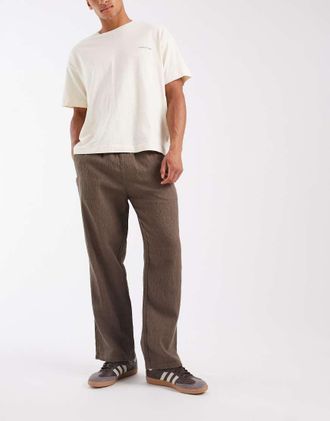 Jack & Jones Locker geschnittene Hose in Beige mit Knitterstruktur-Neutral