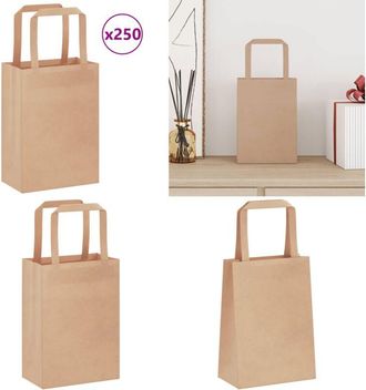 vidaXL Papiertragetaschen 250 Stk. mit Henkeln Braun 15x8x21 cm - Vidaxl