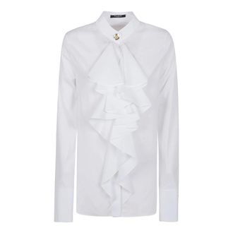 Balmain Chemise Blanche Popeline Style &Eacute;l&eacute;gant - Femme - Blouses et Chemises - Blanc - Taille: 44 FR
