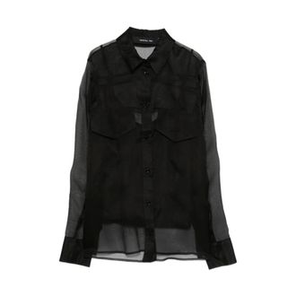 Federica Tosi Femme, Blouses et Chemises, Noir, Taille: 36 FR Camicia bottoni