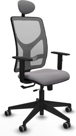 Piqueras y Crespo Grauer B&uuml;rostuhl mit 1D-Armlehnen, h&ouml;henverstellbare Lendenwirbelst&uuml;tze und festes Kopfteil, ausgestattet mit Syncro/Traslack und Schneideschaum. Grau