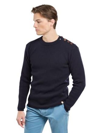 Armor Lux Pull Marin uni avec Boutons en Lambswool Heritage