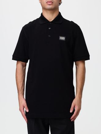 Dolce & Gabbana Strickpolo aus Woll-Leinen-Mischung mit abstraktem Druck und Rei&szlig;verschluss