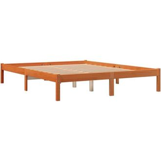 vidaXL Massivholzbett ohne Matratze Wachsbraun 160x200 Kiefernholz Vidaxl