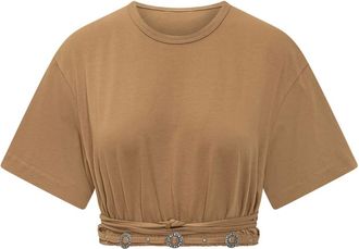 Pinko Pinko, Femme, Tops, Brun, Taille: 40 FR Ariano T-Shirt