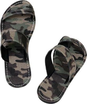 Generic Sandales de Plage pour Femmes, Pantoufles Creuses décontractées, Chaussures Plates, Sandales rétro Patin Antiderapant Chaussure Claquette Piscine (Cam