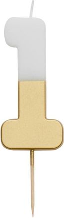 Talking Tables Wei&szlig; und Gold Nummer 4 Kerze f&uuml;r Kuchen | Pr&auml;mie-Qualit&auml;t Kuchendekoration | F&uuml;r Kinder, Erwachsene, 40. Geburtstag, Jubil&auml;um, Meilenstein