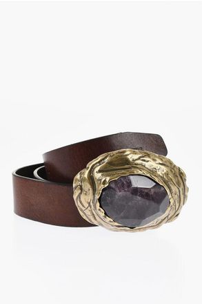 Dsquared2 Leather Belt with Maxi Stone on Buckle 40mm size 85