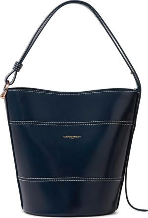 Claudie Pierlot sac seau en cuir &agrave; logo - Bleu
