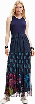 Desigual Woman Knit Dress Sleeveless Robe, Bleu, M Femmes