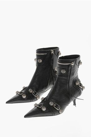 Balenciaga Stiefeletten aus geh&auml;mmertem Lack CAGOLE mit Nieten 5cm Gr&ouml;&szlig;e 36
