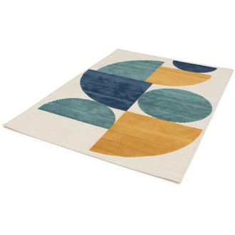 BOBOCHIC Tapis poils ras ELOI motif abstrait 120x170 Bleu