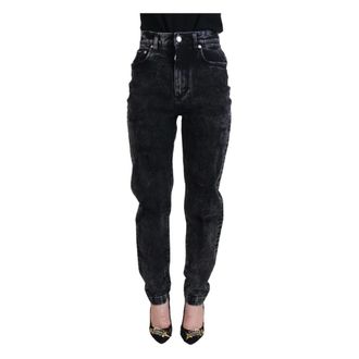 Dolce & Gabbana Femme, Jeans, Noir, Taille: 36 FR Jean en denim taille haute
