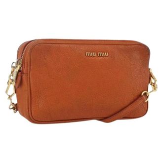 Miu Miu Sac bandouli&egrave;re en cuir Pre-owned - Femme - Pre-owned - Orange - Taille: ONE Size
