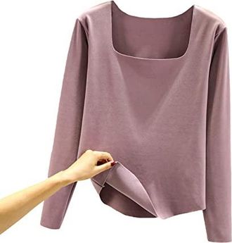 Generic sous Pull Femme Haut Thermique Femme sous Pull Thermique Femme Doux Glamour Haut Thermique Manches Longues Soutien Gorge D Allaitement Int&eacute;gr&eacute; Confort