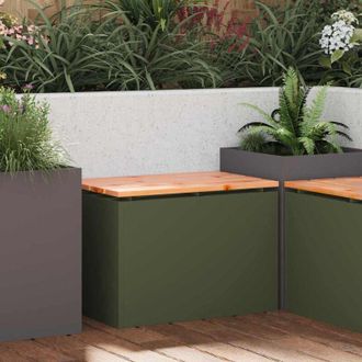 vidaXL vidaXL Banc de jardin Vert olive 60 x 40 x 43 cm Acier