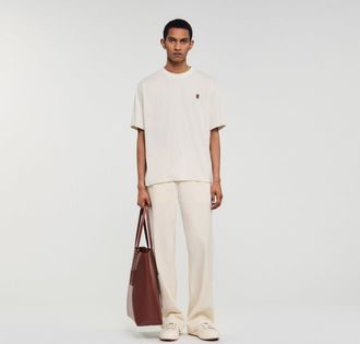 Sandro T-Shirt mit Leder-Logo