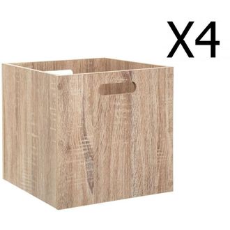 PEGANE Pegane - Lot de 4 bo&icirc;tes de rangement en MDF naturel - Dimensions L. 30.5 x P. 30.5 x H. 30.5 cm - Rangement optimis&eacute; pour int&eacute;rieur