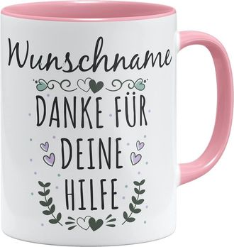 OM3 Wunschname + Danke für Deine Hilfe Tasse Dankeschön Geschenkidee personalisiertes Geschenk Name personalisierbar | Keramik Becher | 11oz 325ml | Beids