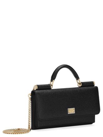 Dolce & Gabbana Womens Calfskin Mini Bag Black Leather Shoulder