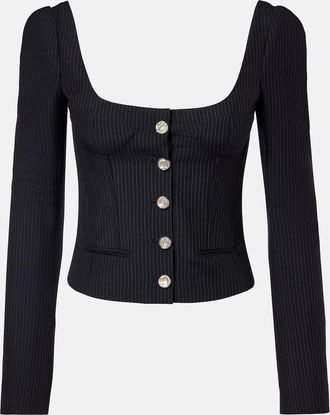 Alexander McQueen Top ray&eacute; en laine et mohair