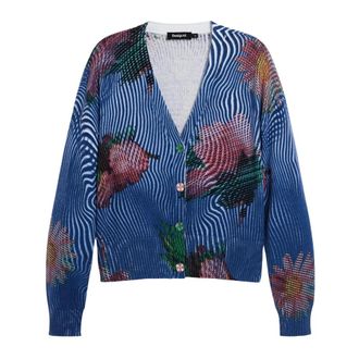 Desigual Femme, Pulls, Bleu, Taille: 44 FR Jers Nora Cardigan