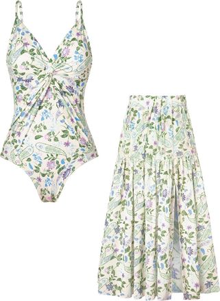 Grace Karin Damen Bikini Set Blumen Spitzenrock Romantisch Hochzeitsreise Bademode S