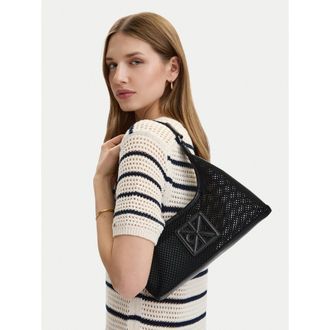 Calvin Klein Handtasche Calvin Klein Emblem Mesh Shoulder Bag LV04F3381G Schwarz