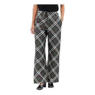Burberry Seidenhose mit Karomuster und Kordelzug - - Trousers - Damen - Braun - 2XS