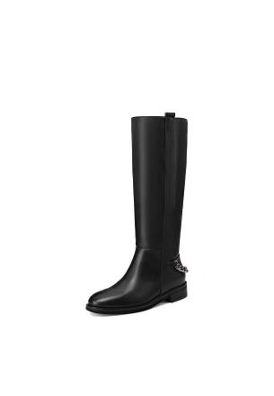 Queen Helena Klassische hohe Stiefel f&uuml;r Damen X33-50, Schwarz Pu, 41 EU