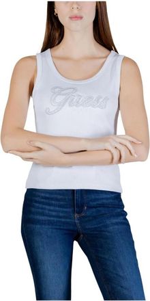 Guess Femme, Tops, Blanc, Taille: 36 FR D&eacute;bardeur Sans Manches &agrave; Col Rond