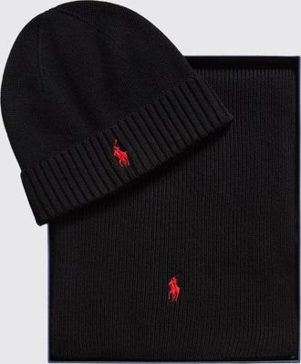 Polo Ralph Lauren Zweiteiliges Set mit gerippter M&uuml;tze und Schal aus reiner Wolle