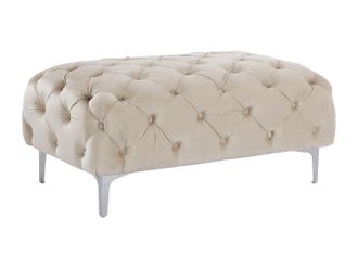 Vente-Unique Chesterfield-Hocker - Samt - Beige - Edwina
