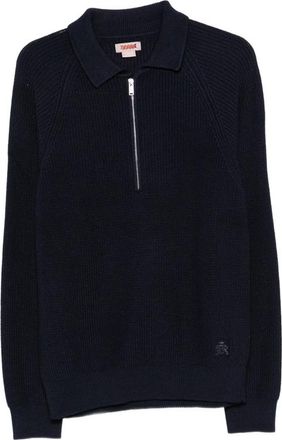 Baracuta Ribbed-knit Quarter-zip Polo Shirt
