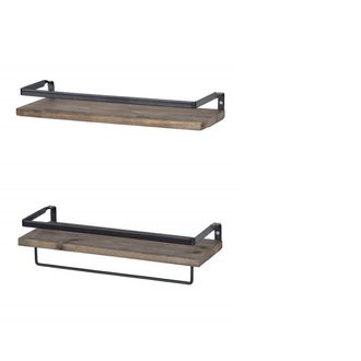 Valiclud Elegantes Wandmontiertes Aufbewahrungsregal und Eisen Schwebendes Lagerregal 2 St&uuml;ck Tiefbraun f&uuml;r Wohnzimmer und B&uuml;ro