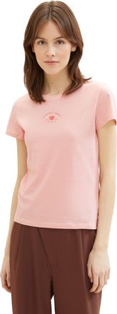 Tom Tailor Tom Tailor Denim Damen Basic T-Shirt mit Schriftzug, 21171 - Crystal Pink, XL
