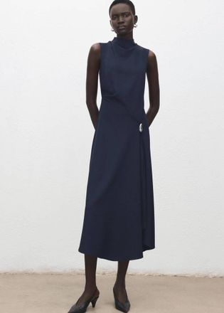 Mango Robe &eacute;vas&eacute;e avec ornement m&eacute;tallique bleu marine fonc&eacute; - Femme - XS - MANGO