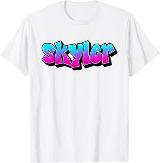 BDAZ Skyler Graffiti Personalisierter Name Blau Rosa Frauen M&auml;dchen T-Shirt