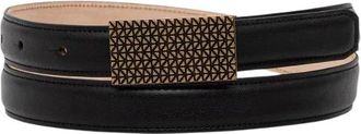 Emporio Armani Femme, Accessoires, Noir, Taille: 70 CM Ceinture en cuir lisse avec boucle &agrave; motif 3D