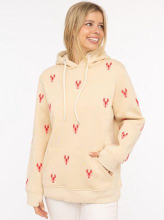 Zwillingsherz Kapuzensweatshirt Hummer-Stickerei, Kapuze, Kordelzug, Baumwollmix