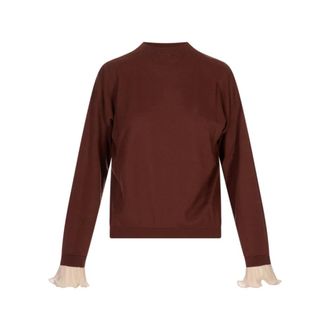 Fabiana Filippi Pull &agrave; col rond - Femme - Pulls - Brun - Taille: 36 FR