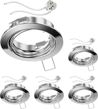 LEDs Com 5 St&uuml;ck Decken-Einbaurahmen FERE Einbaurahmen chrom schwenkbar (LED/Halogen/MR16/50mm) inkl. GU5.3 Fassung